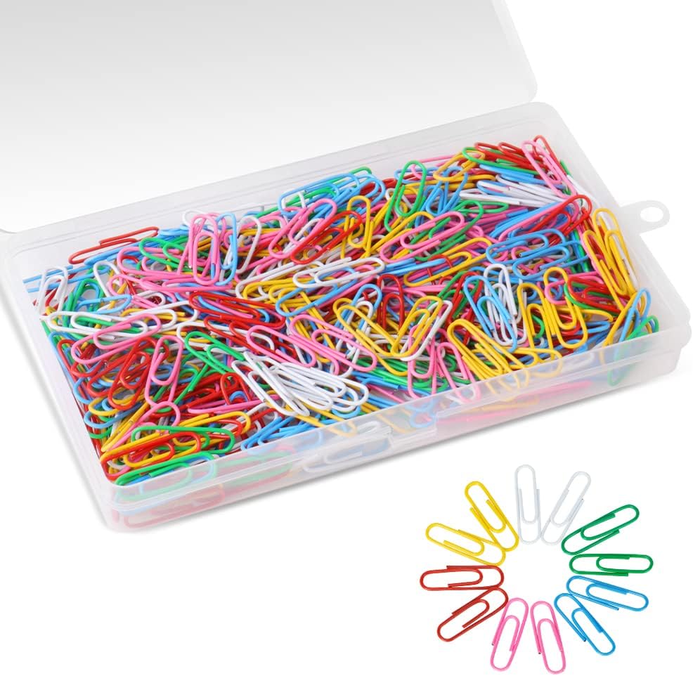 LEEPAT 400 Pcs 28mm Colored Paper Clips, Paper Clip Clamps with Box ...