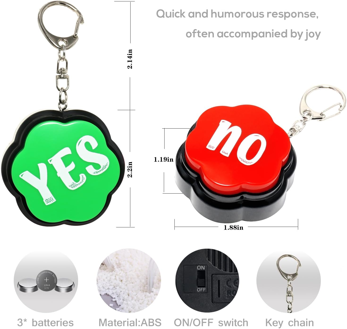 Portable Keychain Yes & No Buzzer Buttons with Sound, Answer Buzzers ...