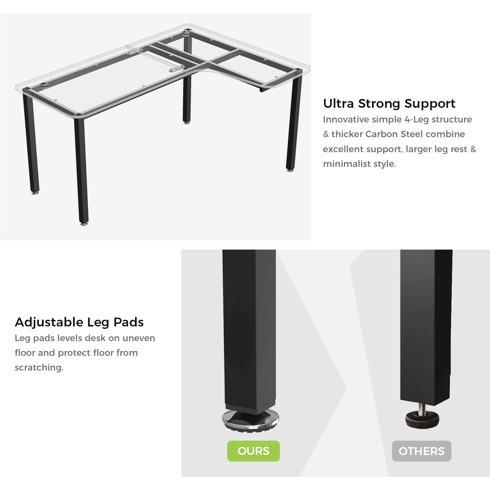 Buy EUREKA ERGONOMIC 60 Inch Black Corner L Shaped Computer Desk, Home ...