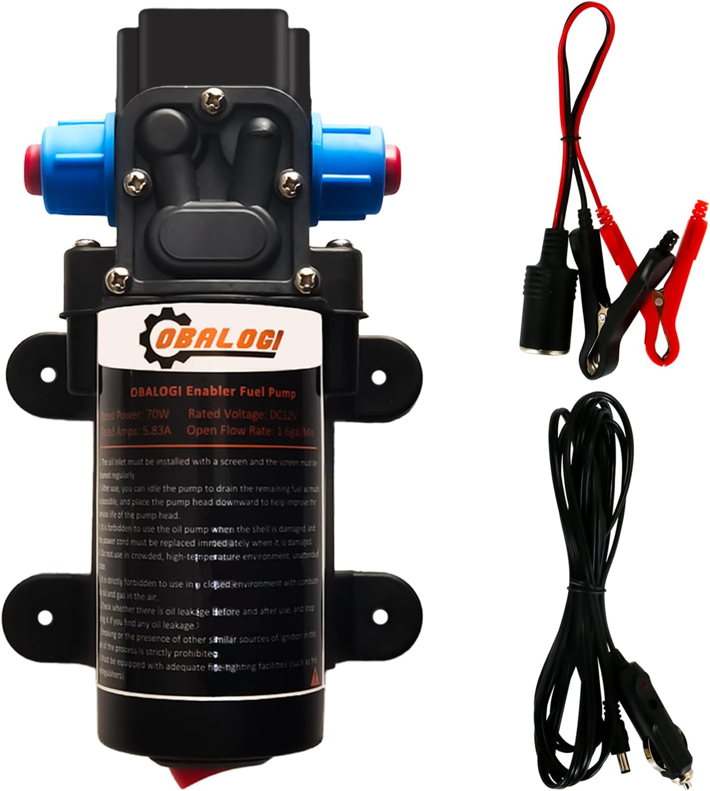 Amazon.com: 12V 70W Fuel Transfer Pump, Moves Up to 85 Gallons Of Gas ...