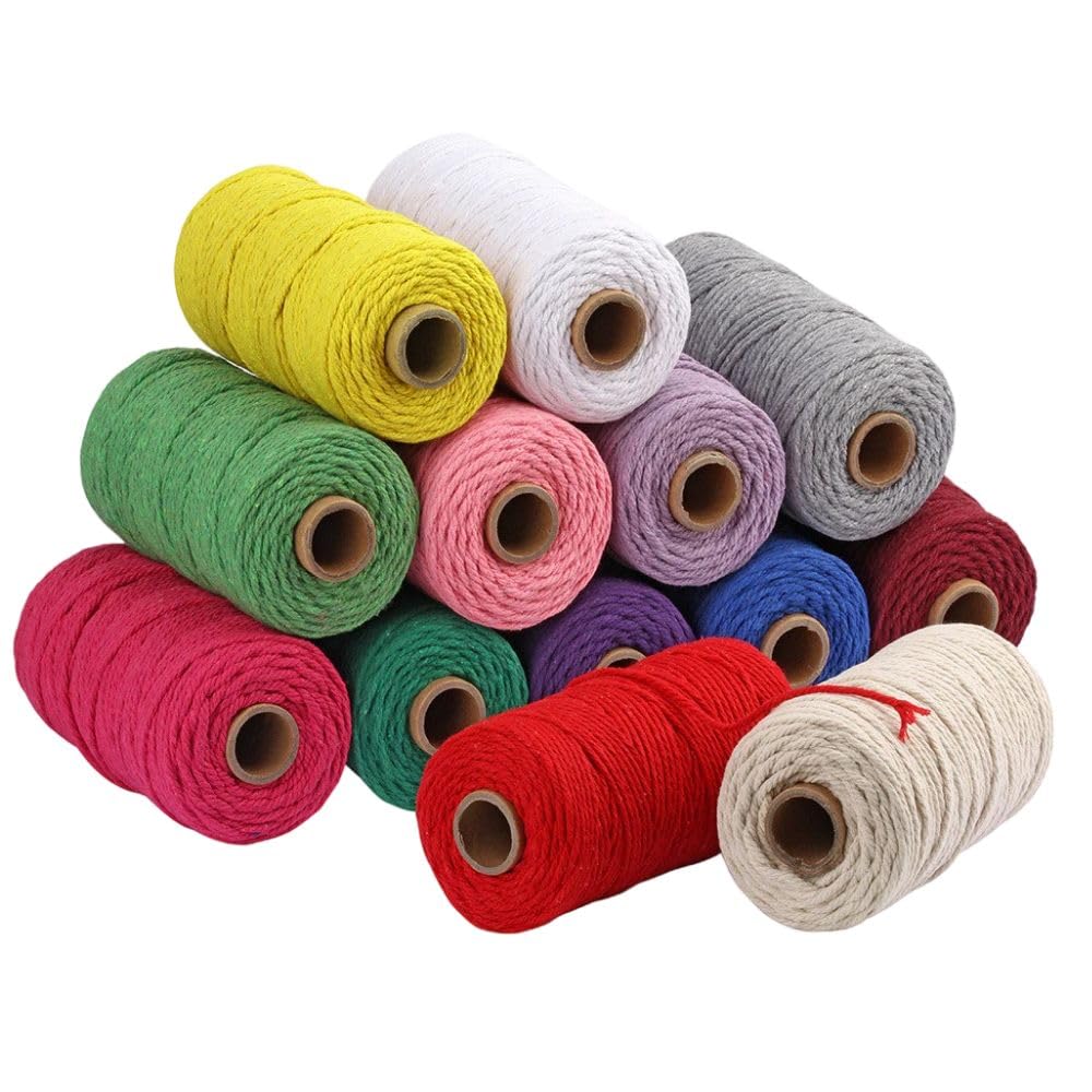 QIYIG 2 Roll x 3mm x 100m Macrame Cord Macrame Rope Cotton, Handmade ...