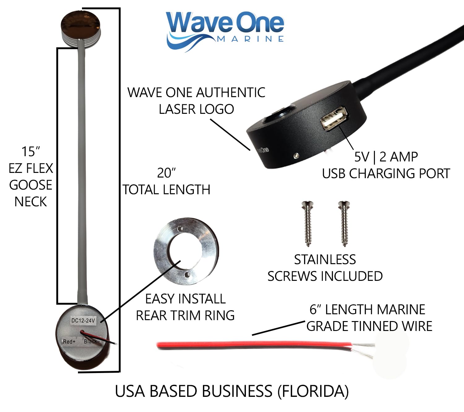 Snapklik.com : Wave One Marine Dual Color Gooseneck LED Chart Reading ...
