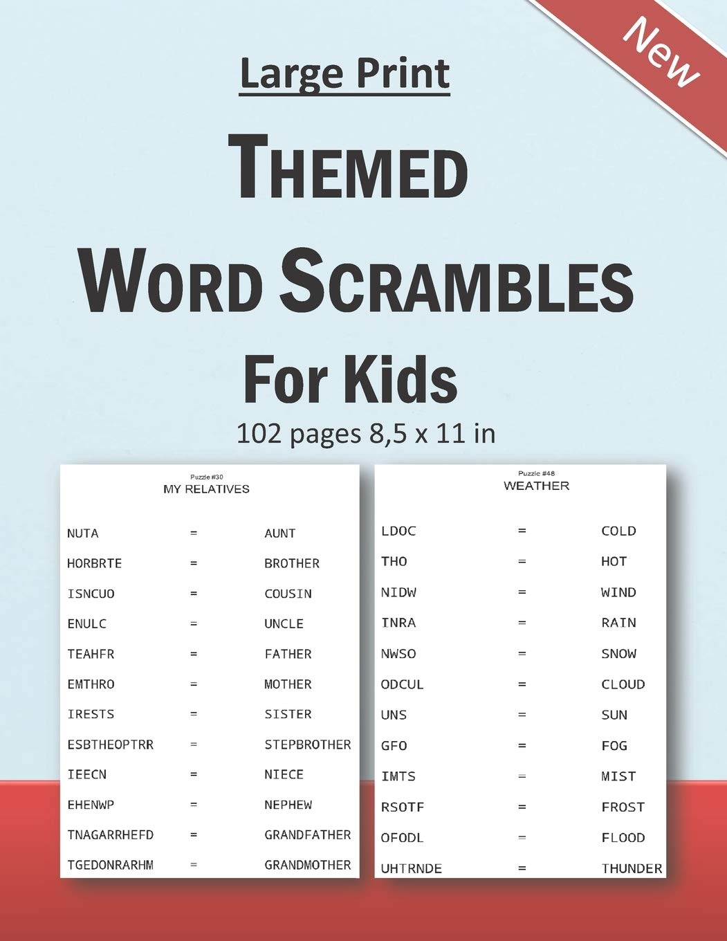 Large Print Themed Word Scrambles For Kids: Improving spelling skills ...