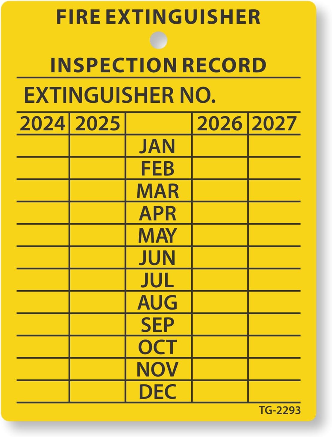 Amazon.com: SmartSign 4-Year Yellow Fire Extinguisher Tags Monthly ...