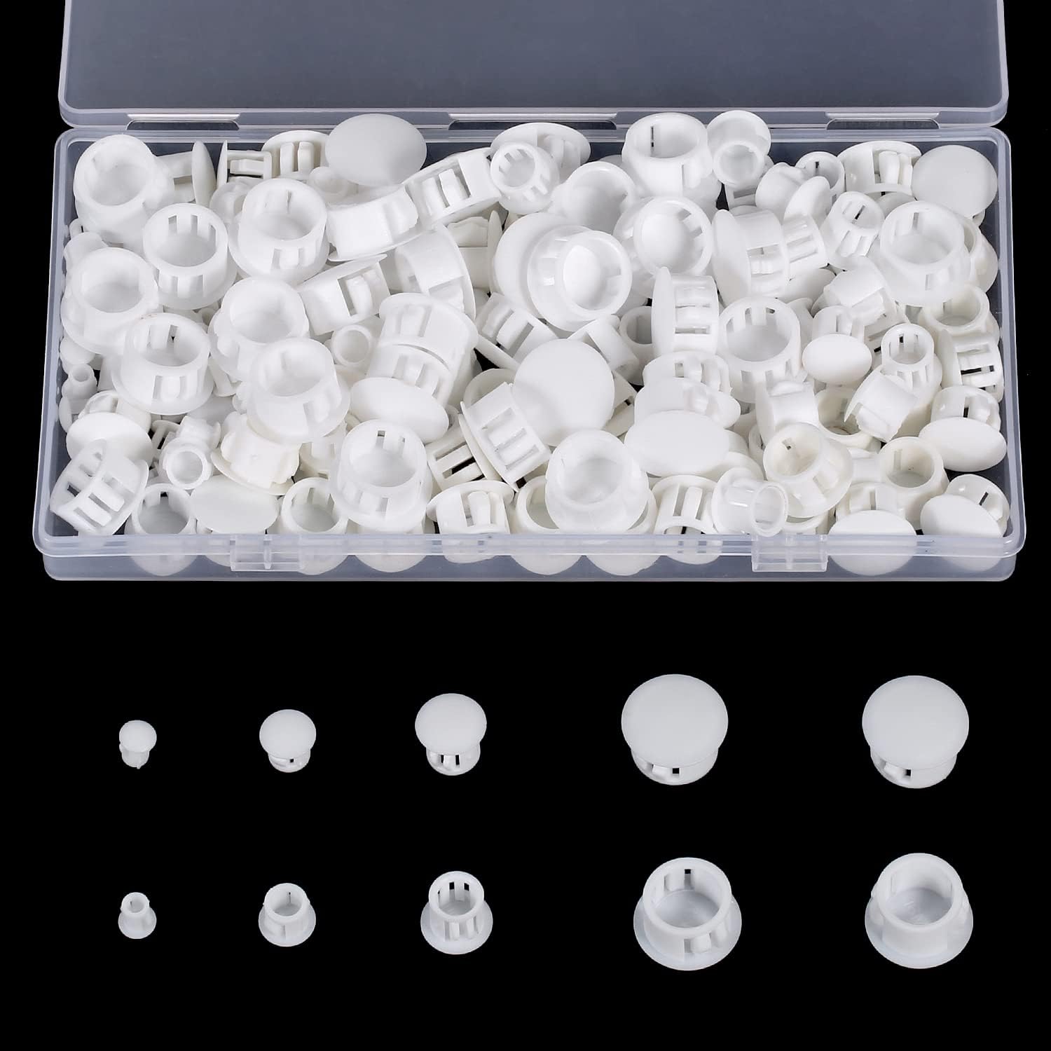 155 Pcs 6 Sizes Plastic Hole Plugs, White Hole Plugs Screw Round Srew ...