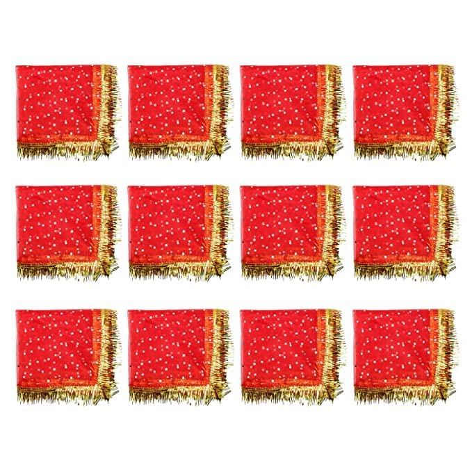 FULLY Goddess Red Chunni/Chunnari for Kanjak Pujan Special(Set of 12 ...