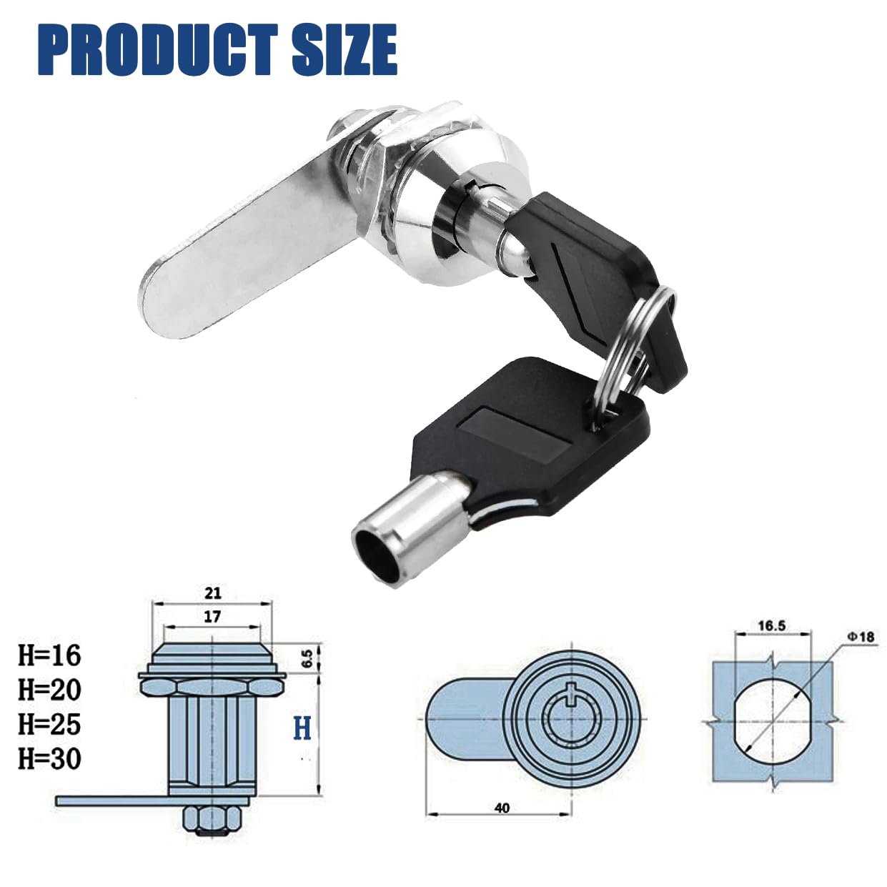 ZiYuya 16mm Thread Tubular Cam Lock with Key Different, RV Storage ...
