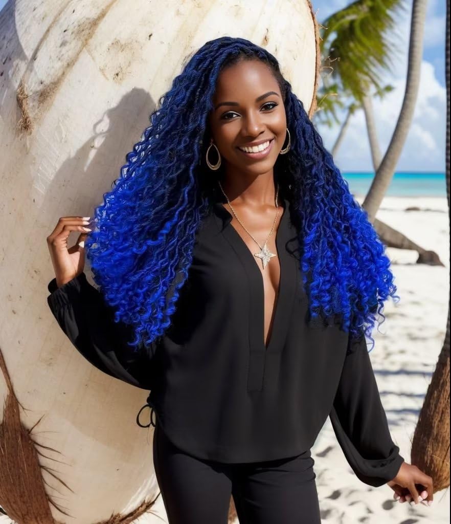 Amazon.com : Blue River Locs Crochet Hair 8 Packs New Goddess Locs ...