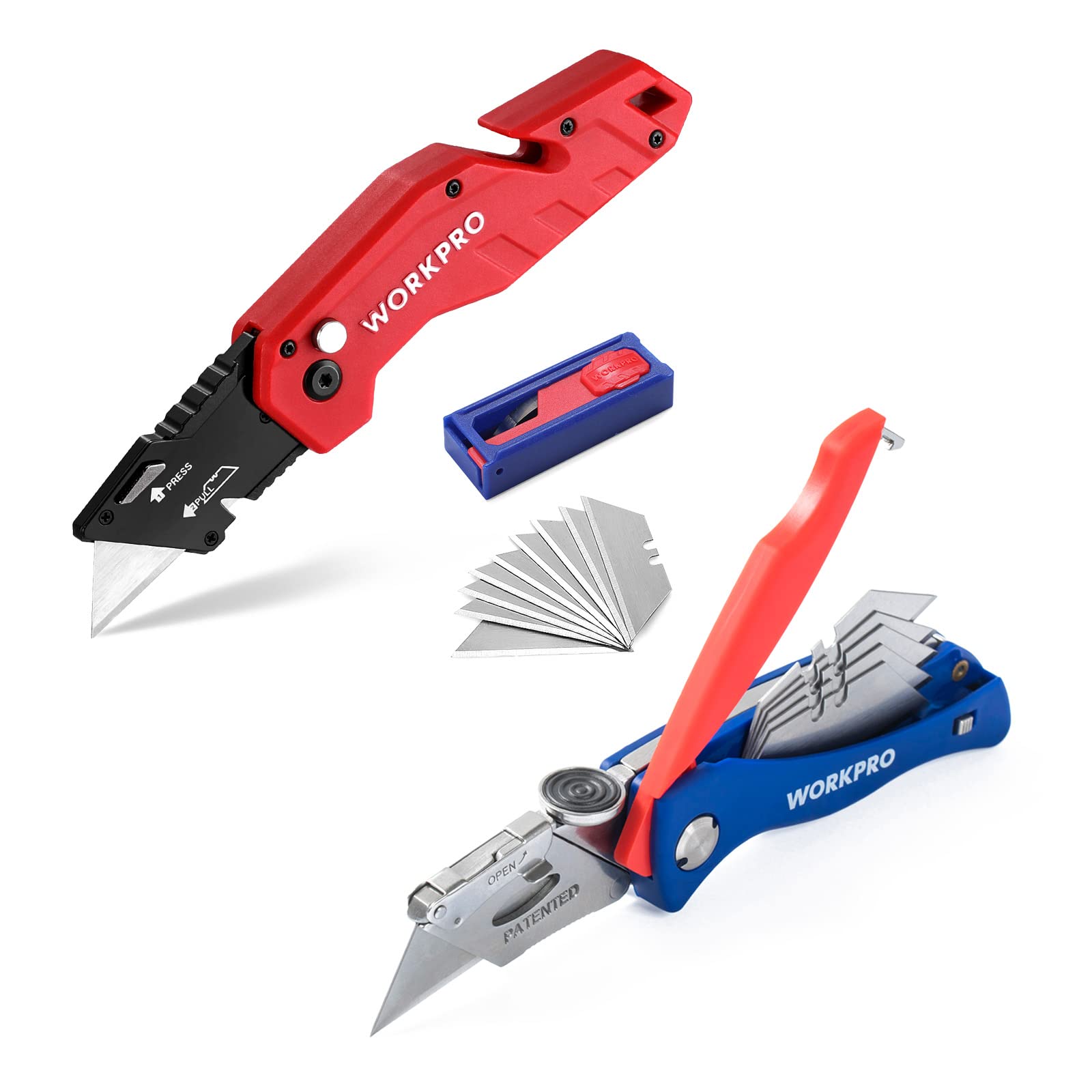 WORKPRO Folding Utility Knife & WORKPRO Folding Utility Knife, 15 Extra ...