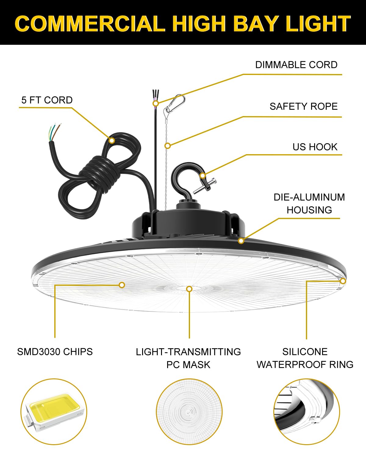 Commercial Low Bay Lighting 300 360W UFO LED High Bay | 750 900W HID