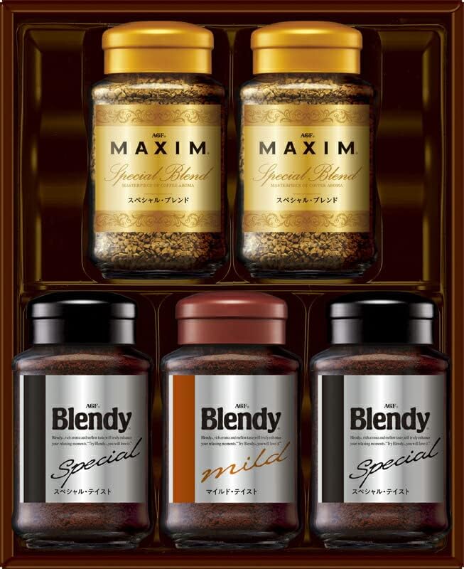 Amazon | お歳暮冬の贈り物インスタントコーヒーバラエティギフト AGF ブレンディスペシャルテイスト（70g）・マキシムスペシャルブレンド（65g）×各2、ブレンディマイルドテイスト ...