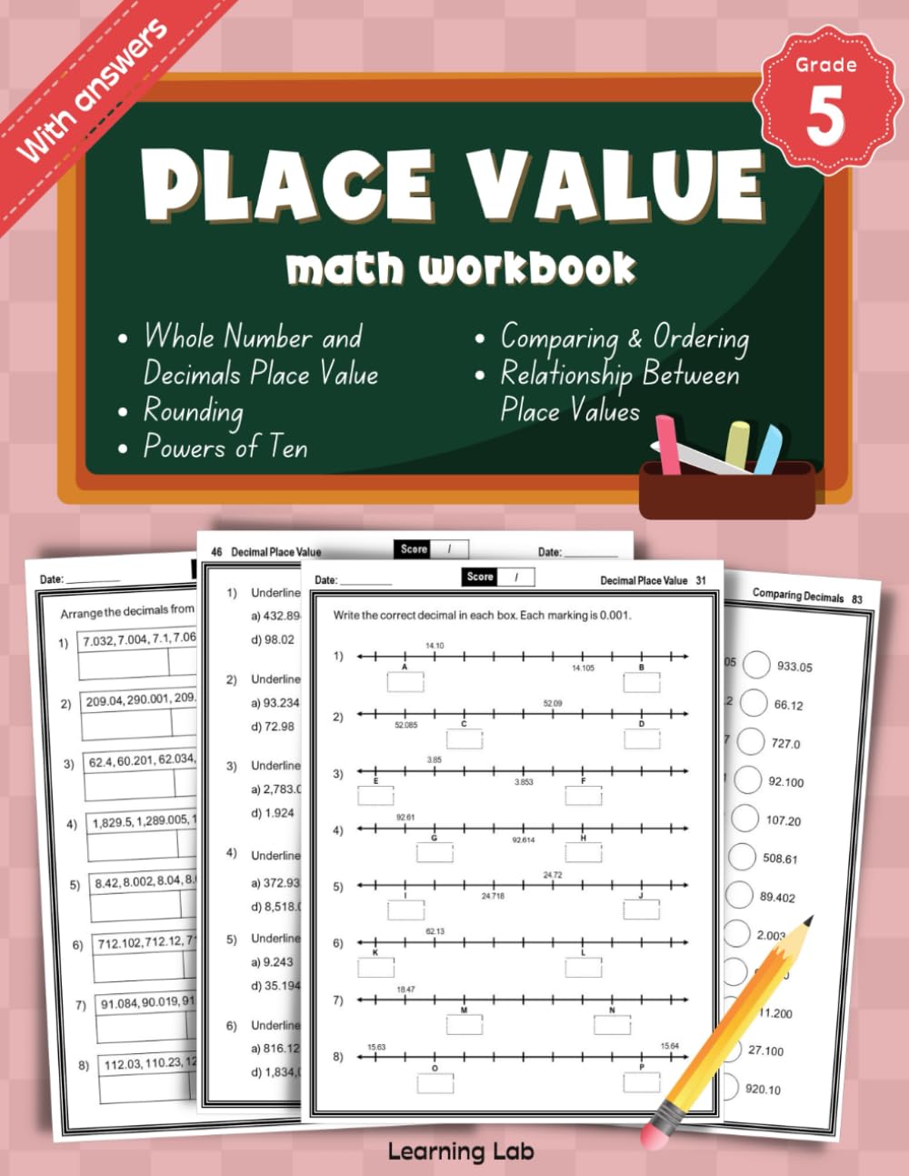 Place Value Math Workbook Grade 5: Whole Number and Decimal Place Value ...