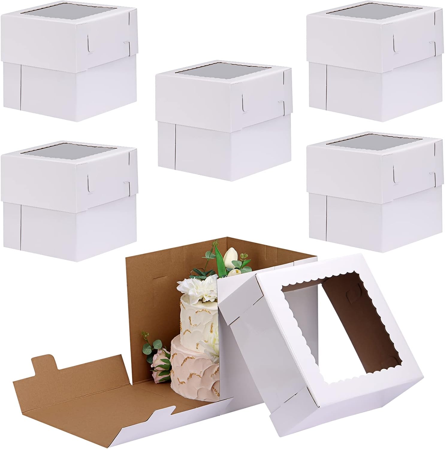 Amazon.com: Moretoes 6 Pack Tall Cake Boxes for Tier Cakes, 12x12x12 ...