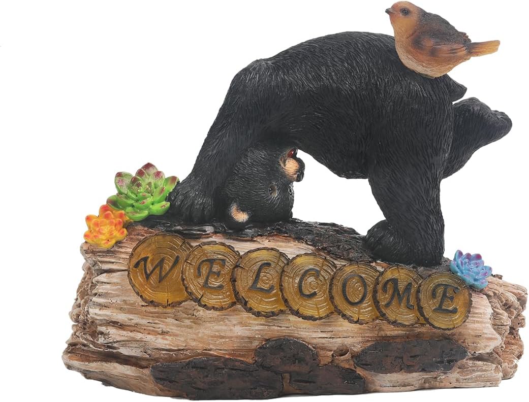 Amazon.com : Exhart Solar Bears Statue, w/LED Welcome Bee Hive, Durable ...