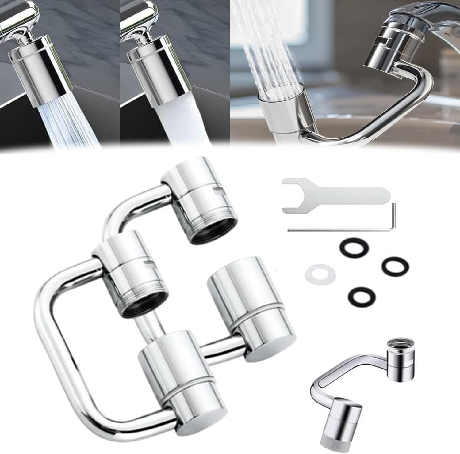Residencew 1440 Rotatable Faucet Aerator Extension, 1080° U Shaped ...
