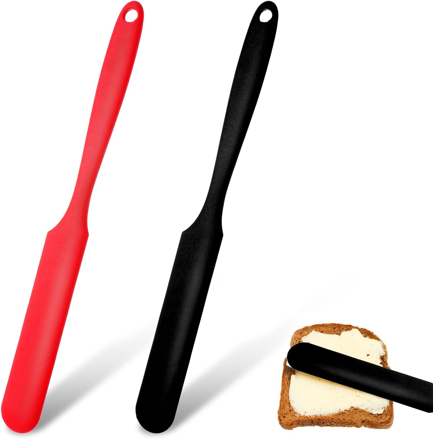 Amazon.com: Sibba 2 Pcs Jar Spatula Silicone Scraper Long Handle ...