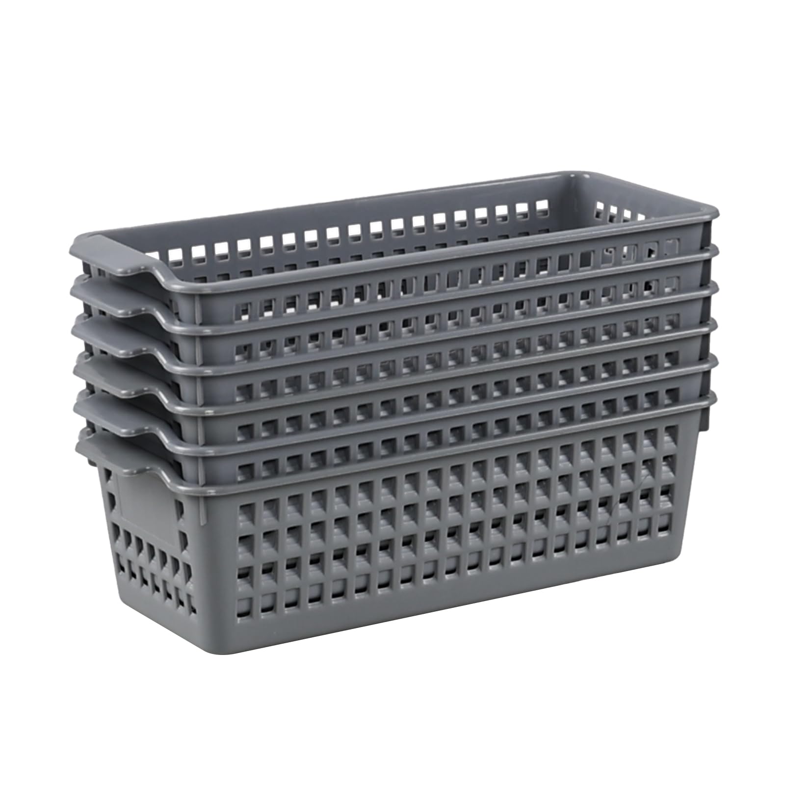 Dehouse 6 Pack Slim Plastic Storage Basket, Desktop Narrow Plastic ...