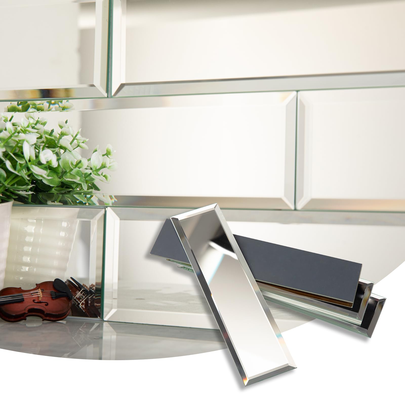 Amazon.com: Lovdeco Mirror Tile, Beveled Subway Mirror Backsplash 3x12 ...