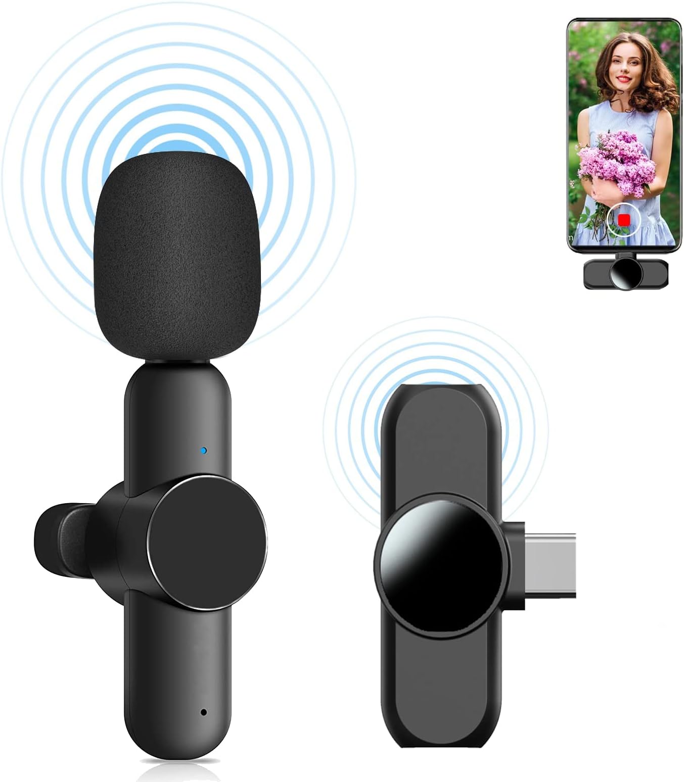 Amazon.com: Wireless Lavalier Microphone for Android Phone, Plug-Play ...