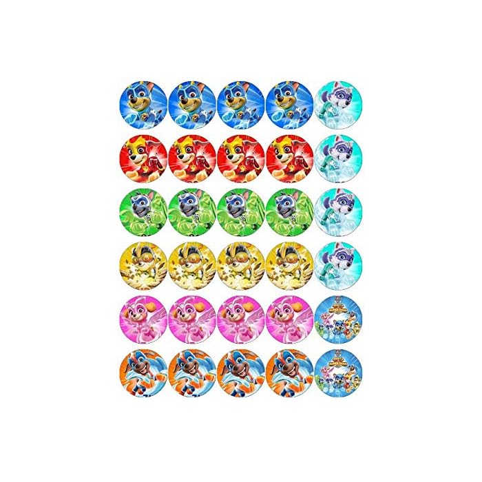 Buy 30 Paw Patrol Mighty Pups Cupcake Toppers Edible Wafer Paper Fairy ...