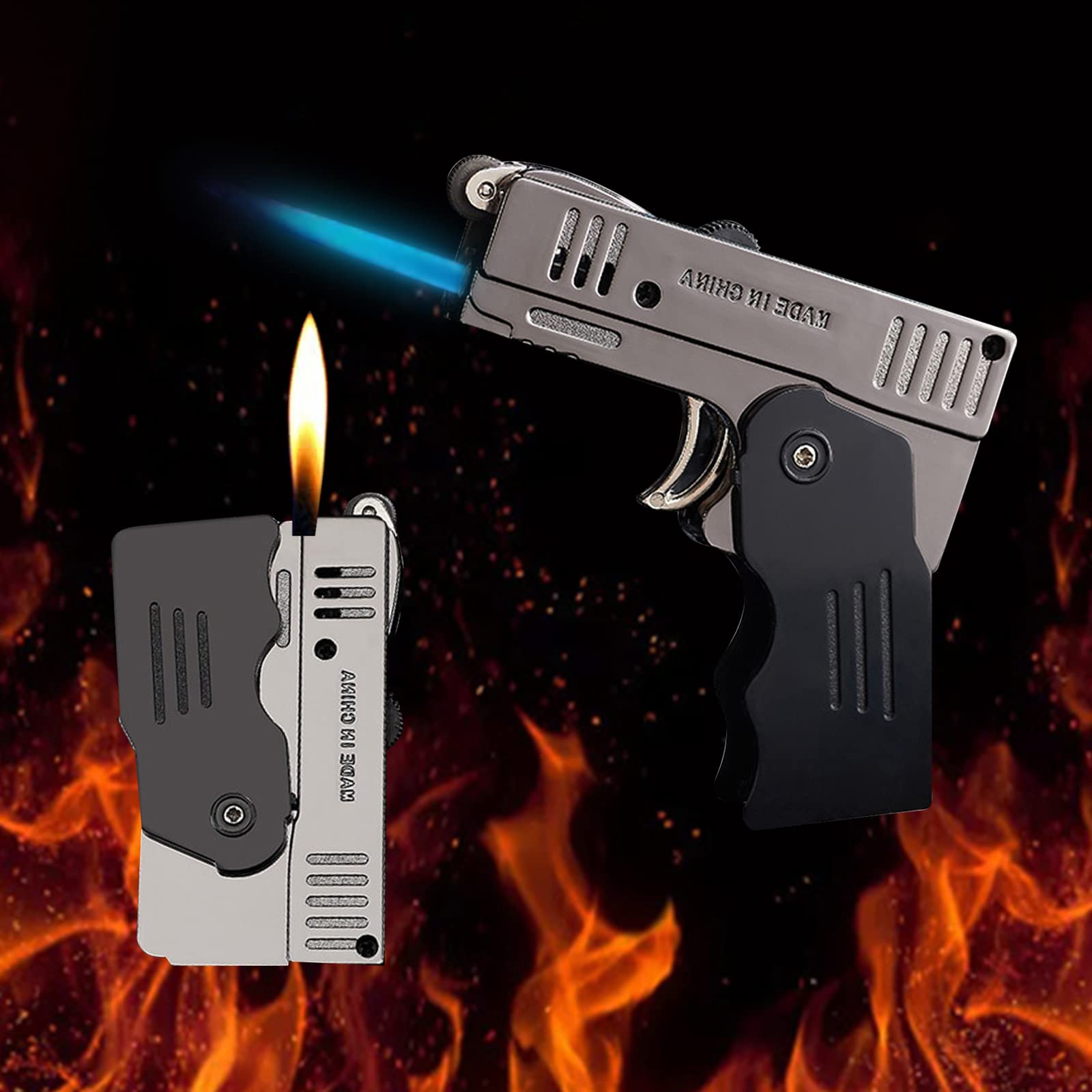 Buy 2 in 1 Double Flame Lighter,Foldable -Shaped Solar Beam Jet Torch ...