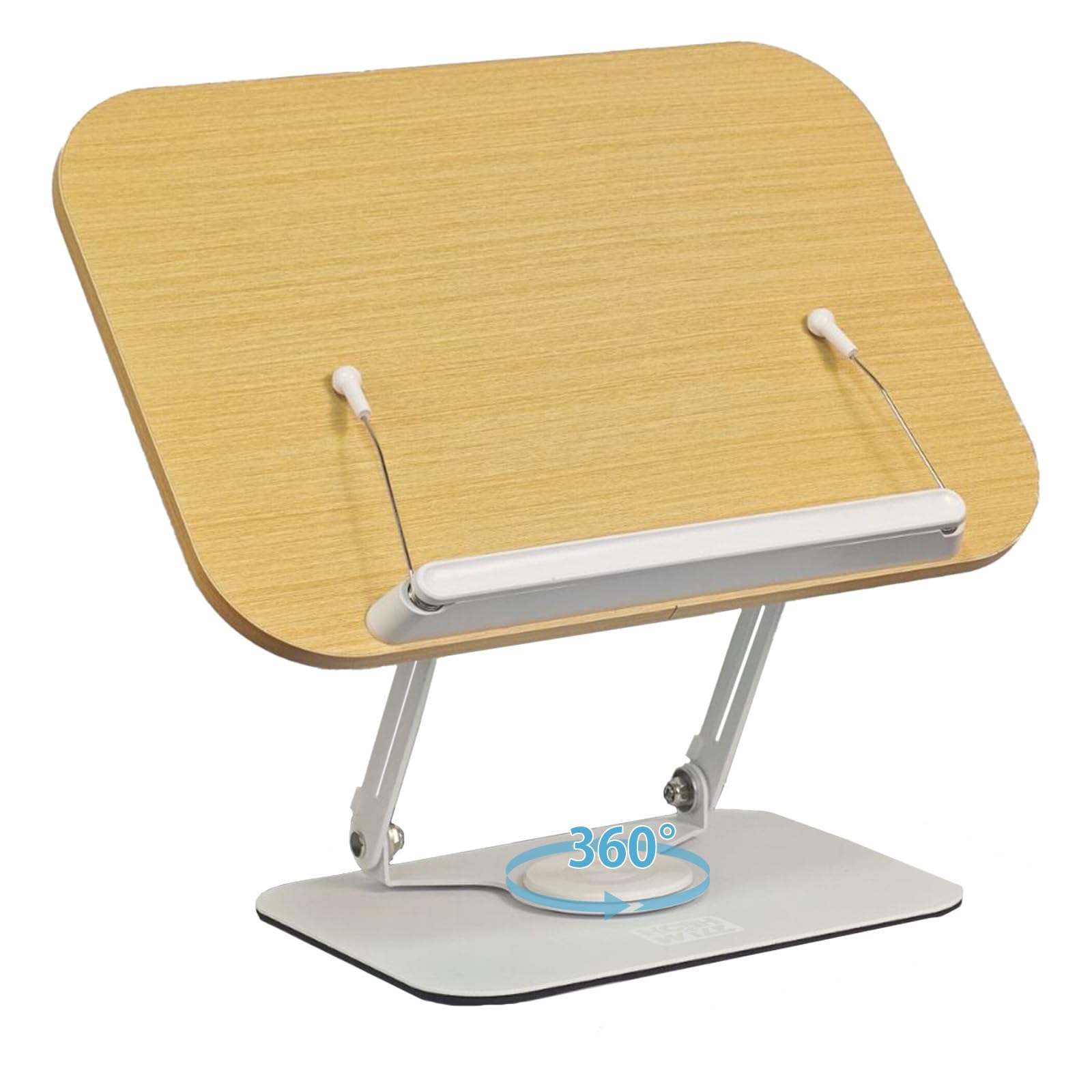 Amazon | HCSH&WILL ブックスタンド 書見台 読書台 折りたたみ式 360°回転 角度/高さ無段階調節 姿勢改善 腰痛/猫背解消 安定性 合金製 ページ捲り簡単 木目 パネル ...