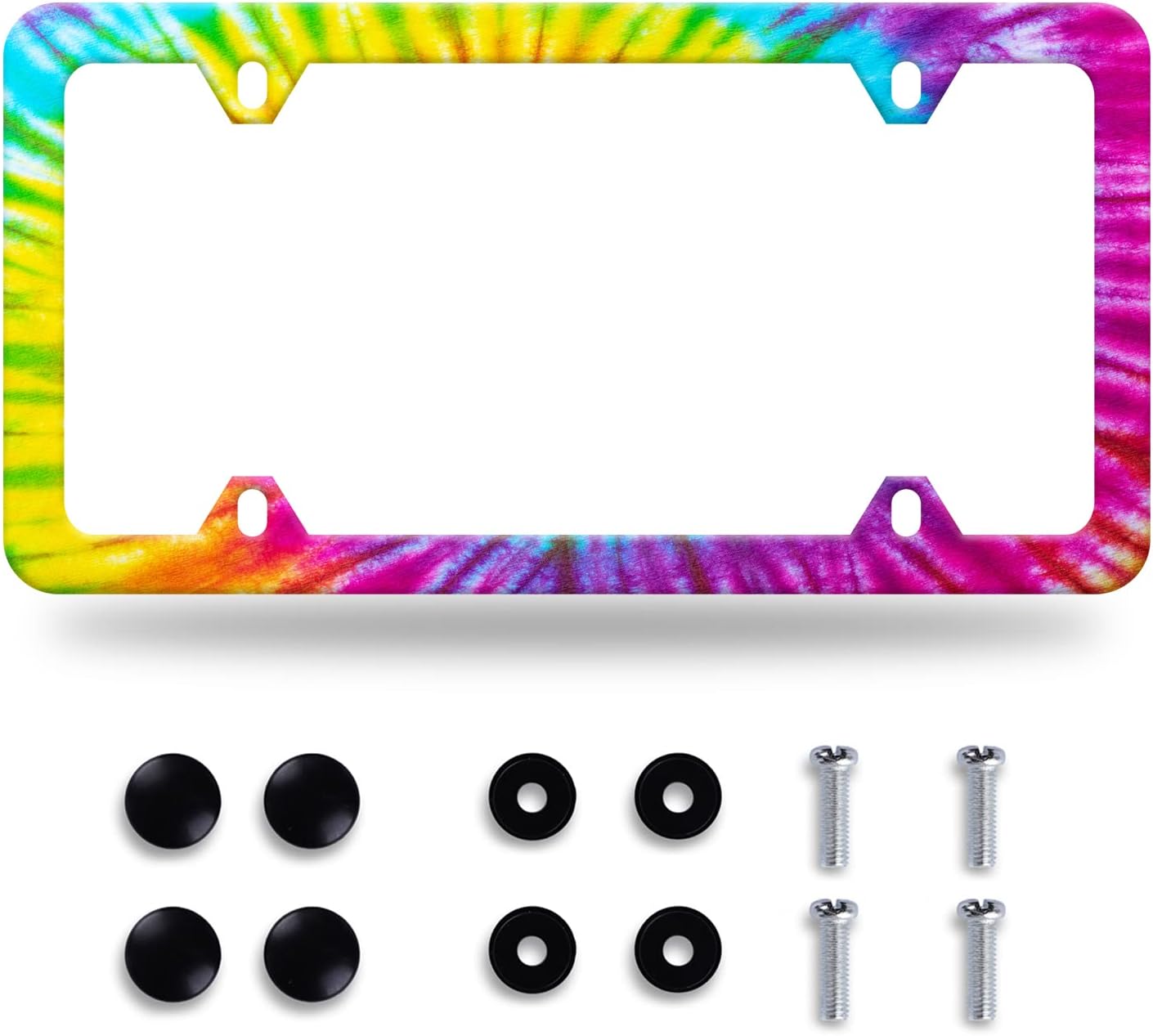 Amazon.com: Colorful Hippie Tie Dye License Plate Frame Beautiful ...