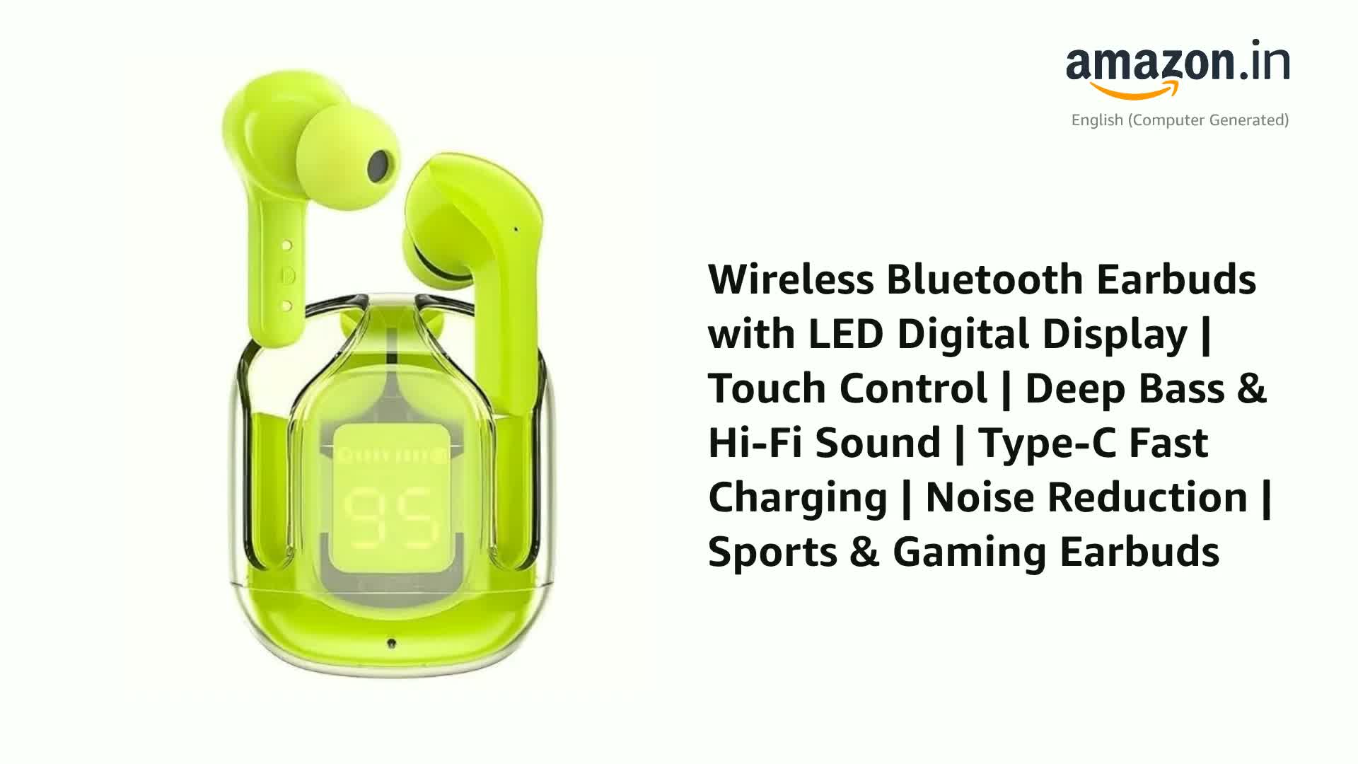 Watch Wireless Bluetooth Earbuds with LED Digital Display | Touch ...