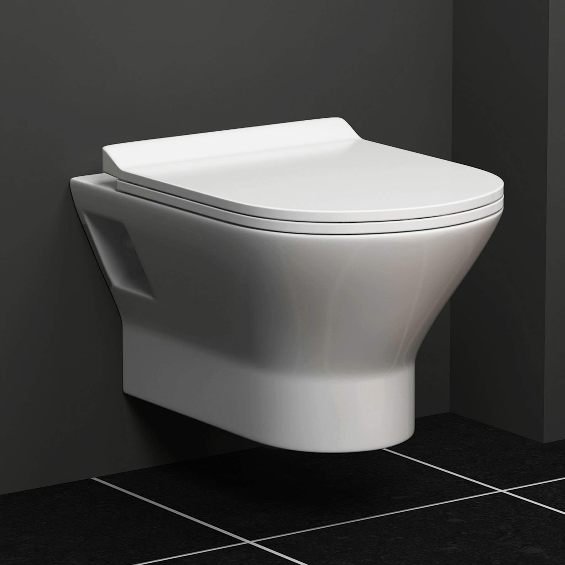 Buy Bathroom Short Projection Wall Hung Rimless Toilet Pan with Slim ...