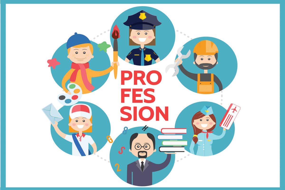 Yellow Alley Different Professions Poster For Kids Learning Educational ...