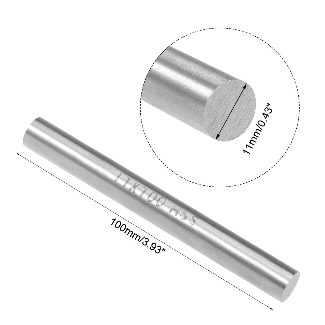 Snapklik.com : Uxcell 2pcs Round Steel Metal Rods, 11mm X 100mm High ...