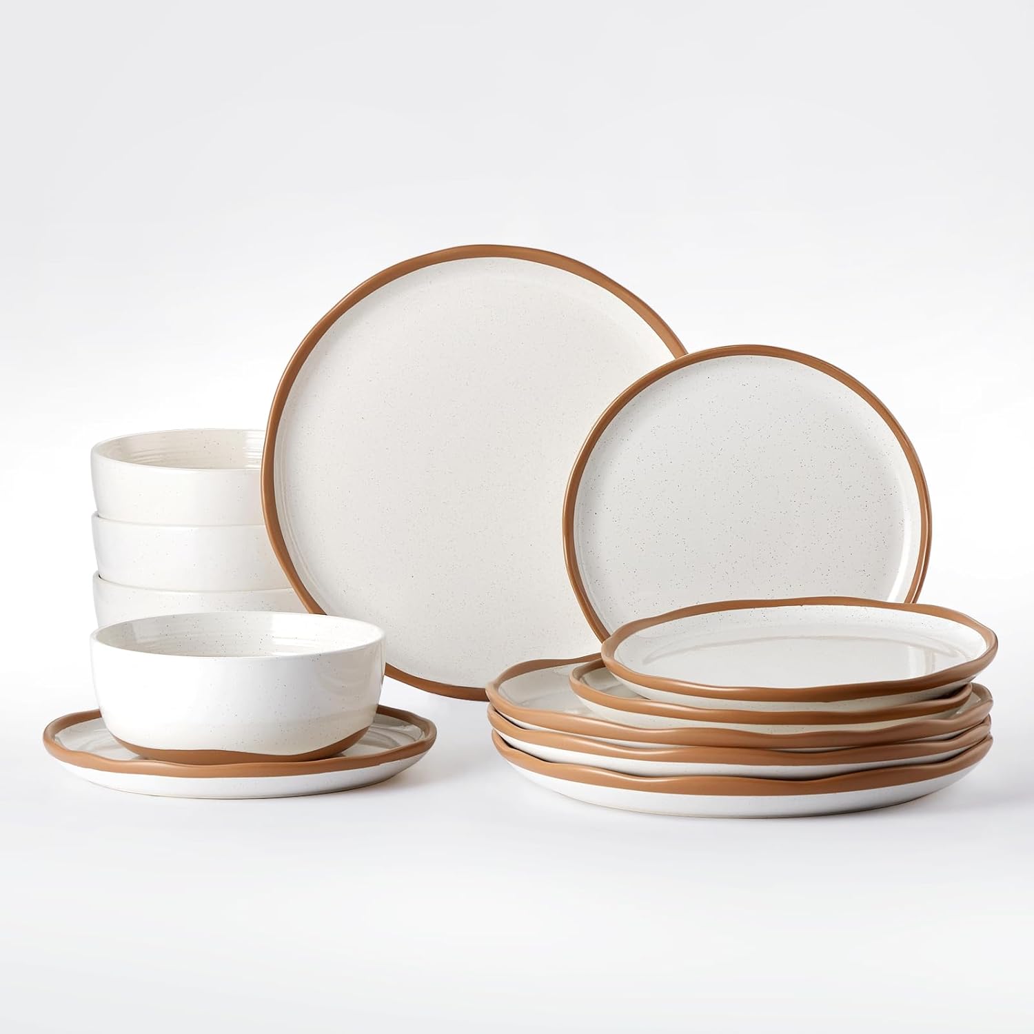 Amazon.com | Lareina Plates and Bowls Set, 12 Pieces Farmhouse Ceramic ...