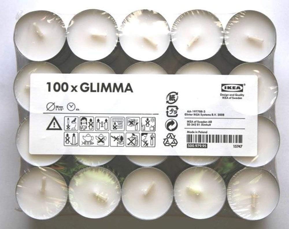 Glimma IKEA Lot de 100 bougies chauffe-plat Blanc : Amazon.fr: Cuisine ...