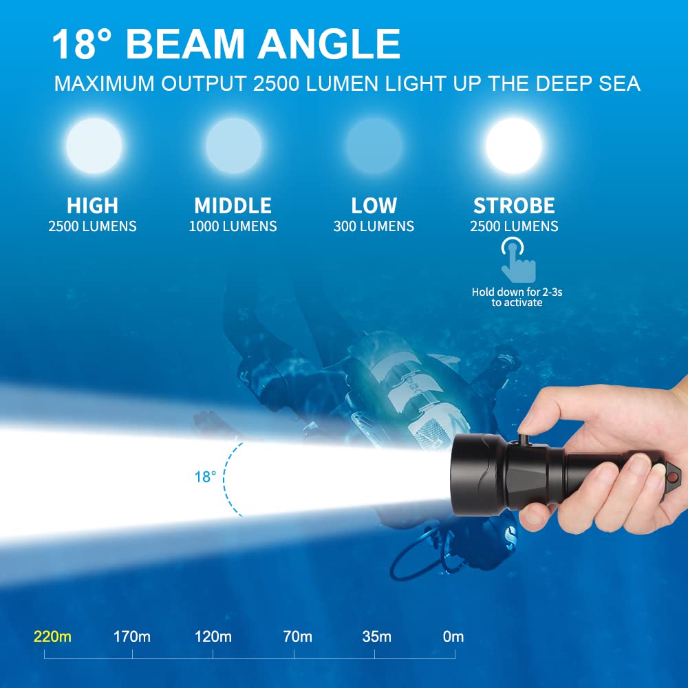 Snapklik.com : Odepro ND51 2500 Lumens Super Bright Dive Light