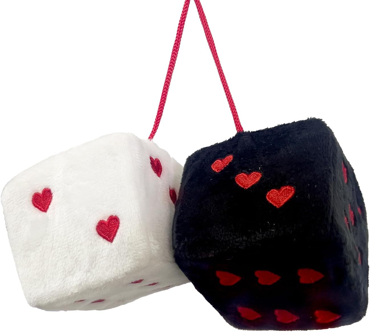 Amazon.com: Pair 3” Black Fuzzy Plush Dice, Retro Square Car Dice with ...