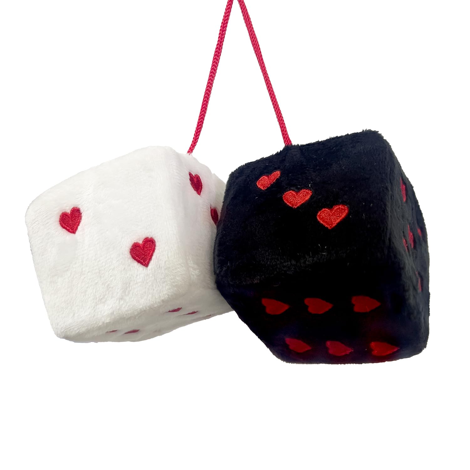 Amazon.com: Pair 3” Fuzzy Plush Dice Heart Shape Decor for Car Rearview ...