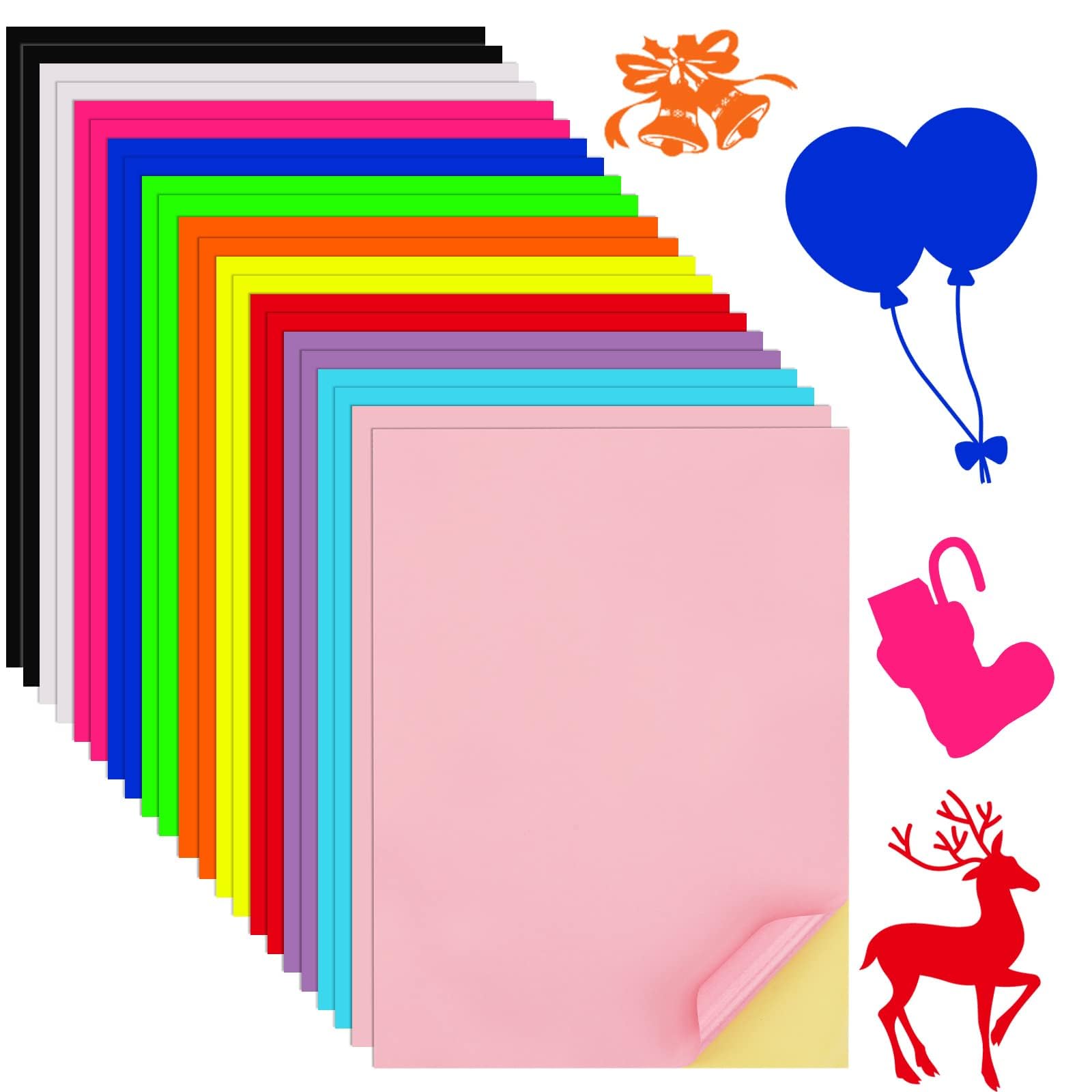 Amazon.co.jp: Neiang カッティングシート 蛍光 22枚セット うちわ シール 11色 A4サイズ カラーシール うちわ グリッターシート 応援うちわ 蛍光シール うちわ ...