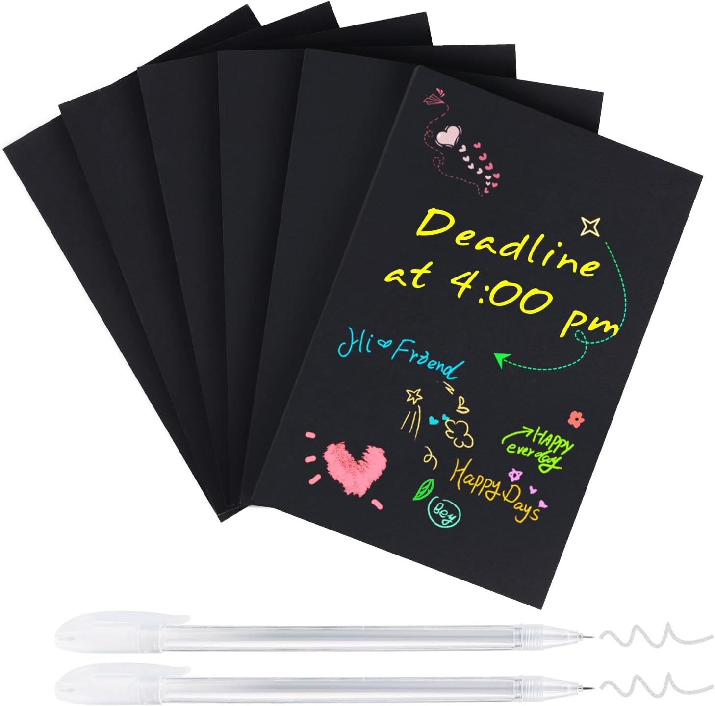 Amazon.com : TINNIVI 6 Pads Black Sticky Notes, Large Sticky Notes 4 x ...