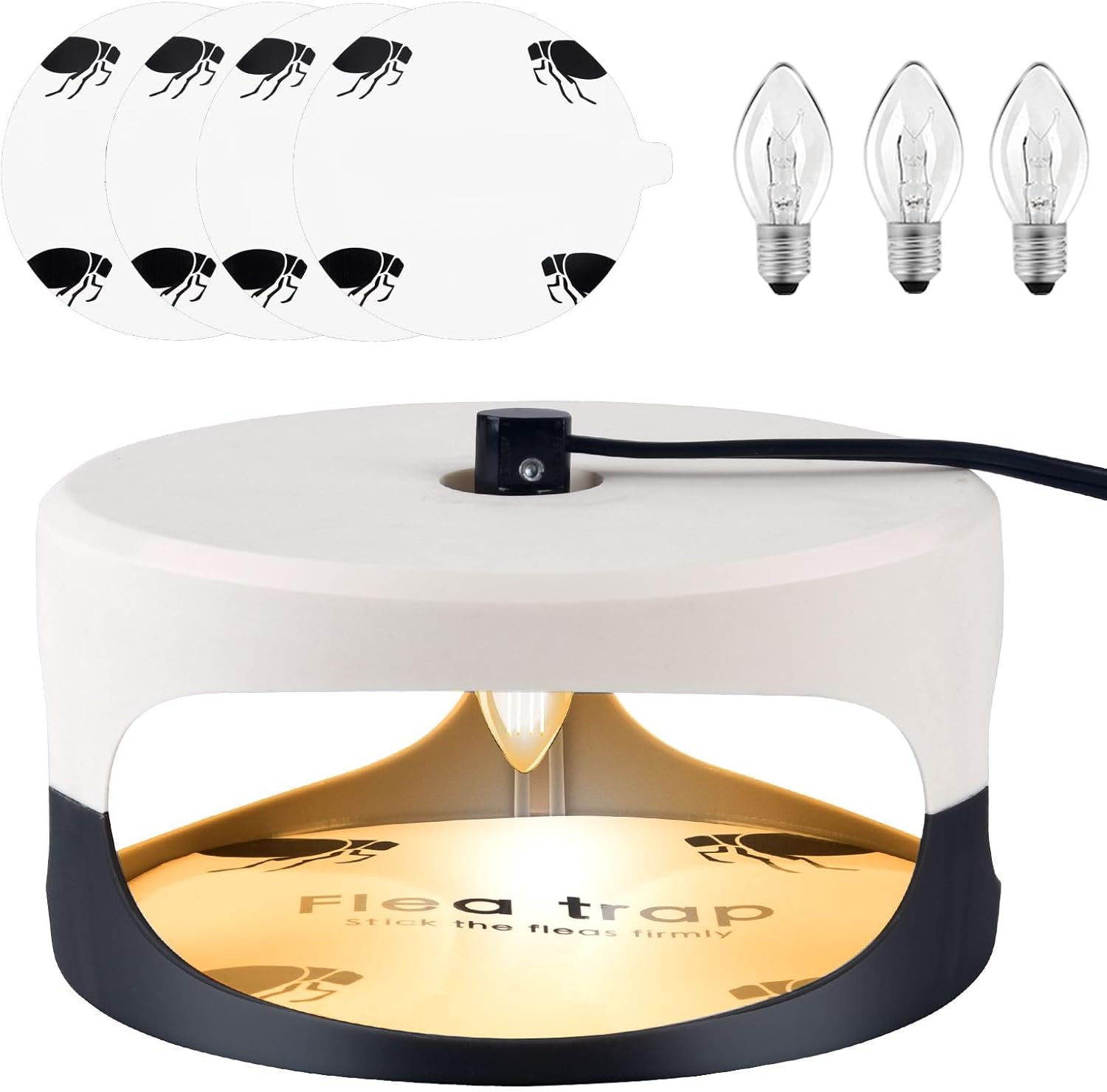 Amazon.com : Flea Trap- Black Flea Light Trap for Indoor Use with 4 ...
