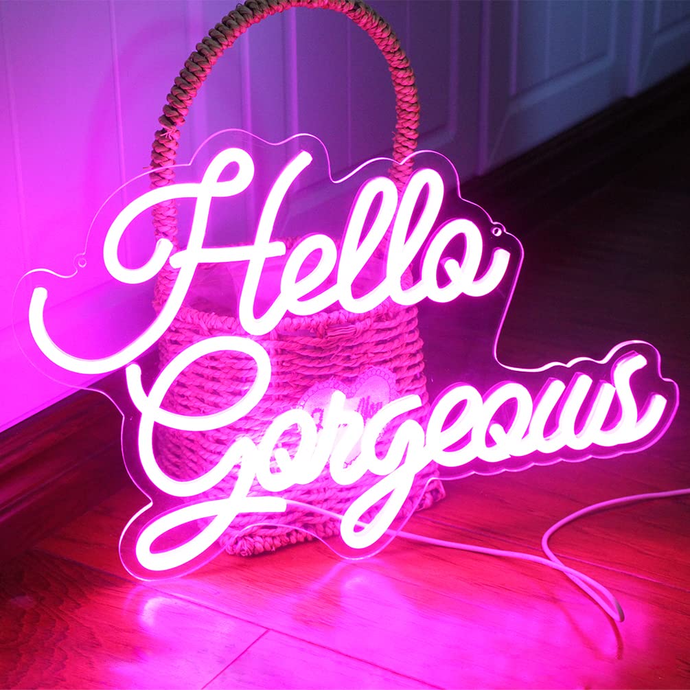 Amazon.com: DAKABUKA Hello Gorgeous Neon Signs Hello Beautiful Pink LED ...