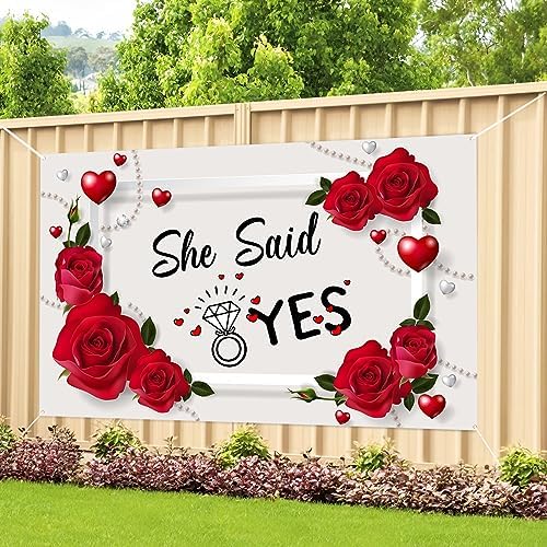 Amazon.com : Labakita She Said Yes Backdrop for Photoshoot, Engagement ...