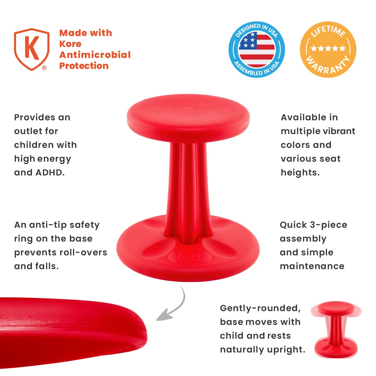 Snapklik.com : Kore Kids Preschool Wobble Chair - Flexible Seating ...