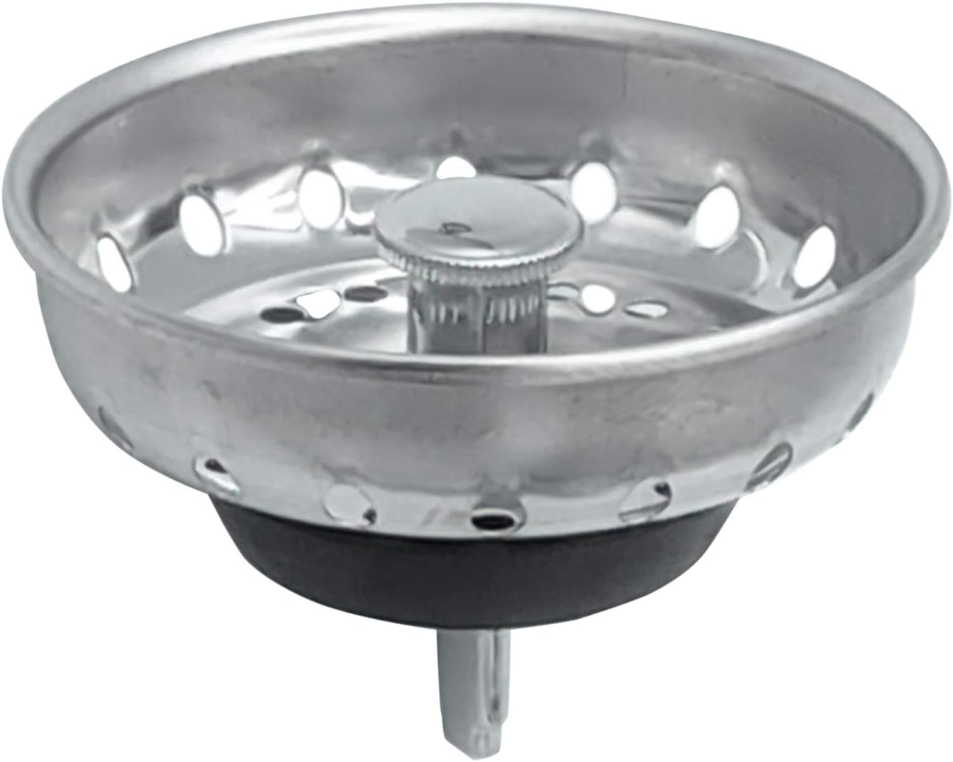 Replacement Kitchen Sink Stainless Steel Basket Strainer with Prong and Rubber Stopper ...