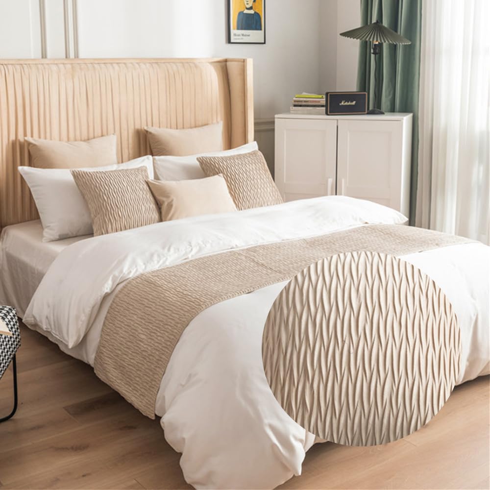 Morbuy Bed Runners and Matching Cushion Cover, Reversible Bed Runners ...