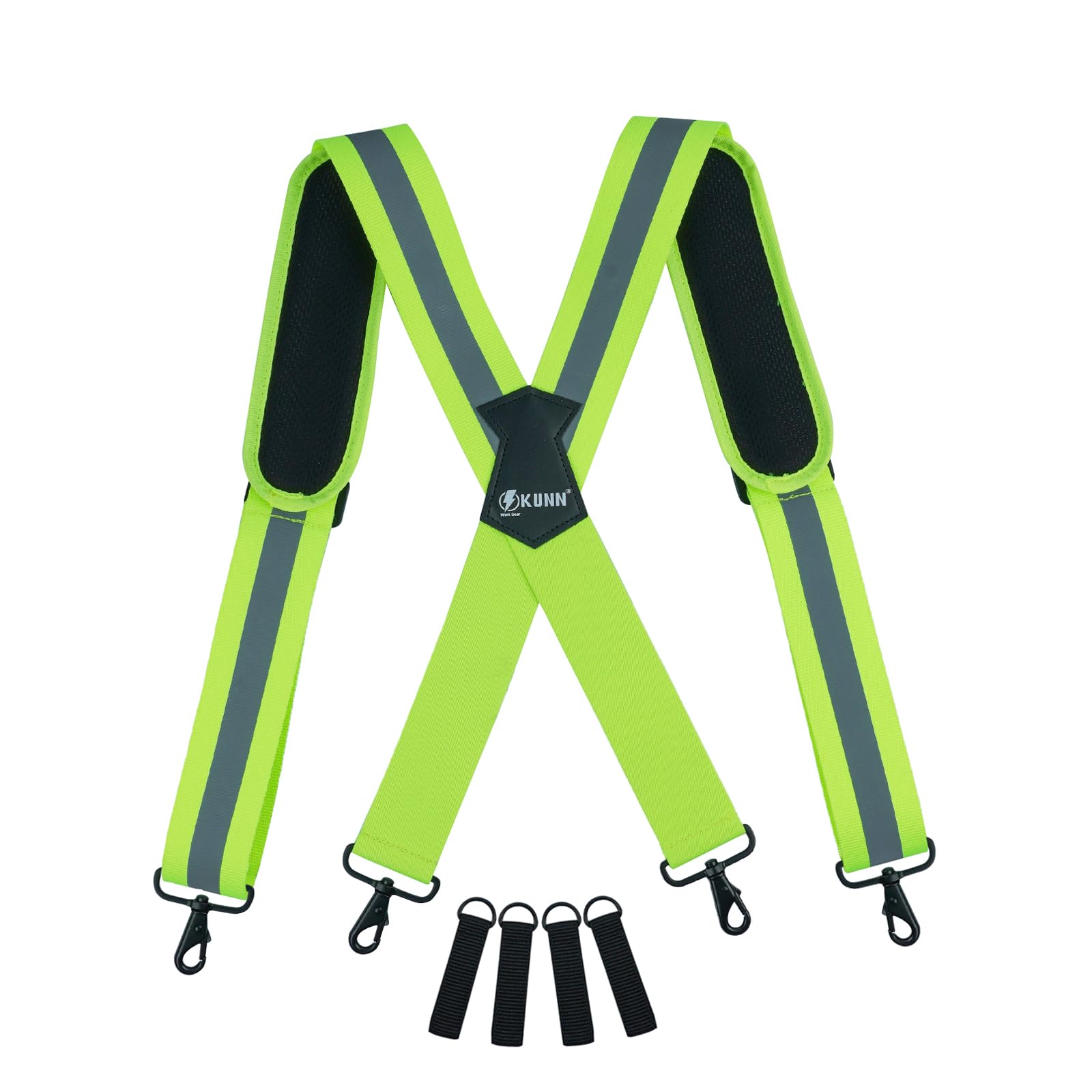 KUNN Hi-Vis Tool Belt Suspenders Heavy Duty Reflective Safety Work ...