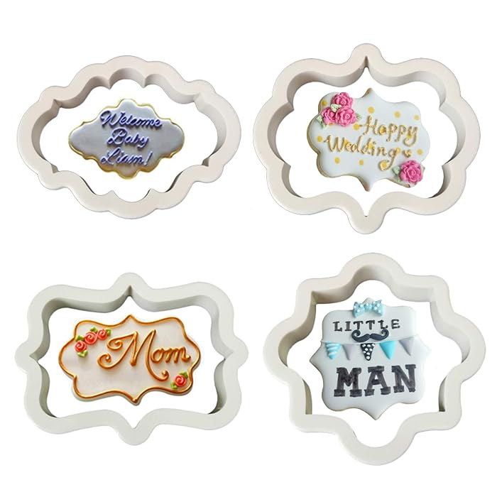 Buy 4 Piece Plastic Plaque Cookie Cutter Frame Shapes Set Frames ...