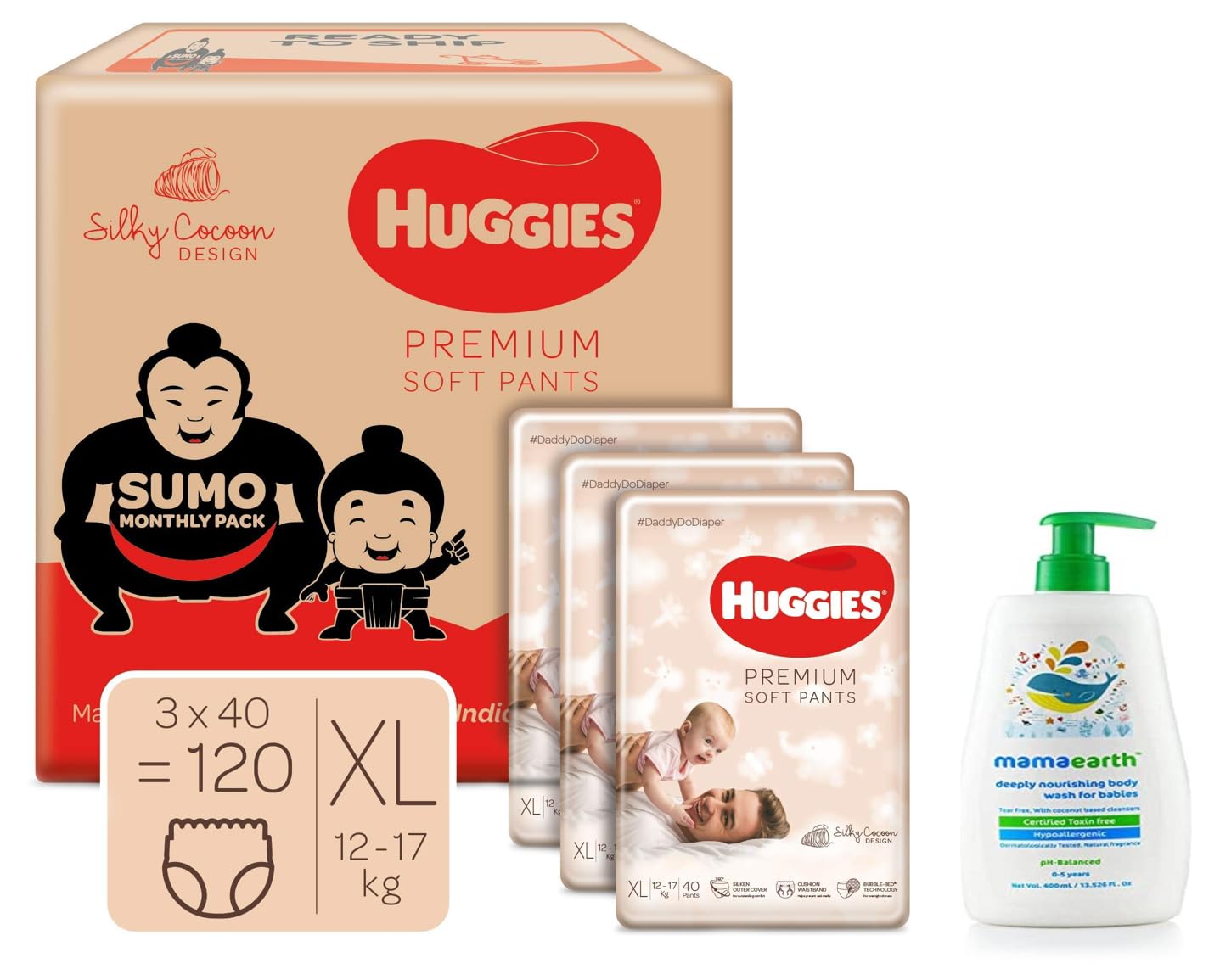 Buy Huggies Premium Pants, Sumo Monthly Box Pack, Extra Large (XL) Size ...