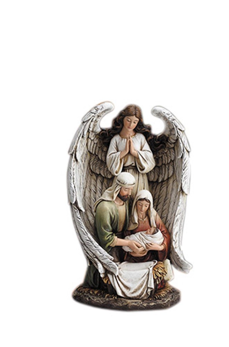 Guardian Angel with Holy Family Resin Nativity Statue, 10 Inch : Amazon ...