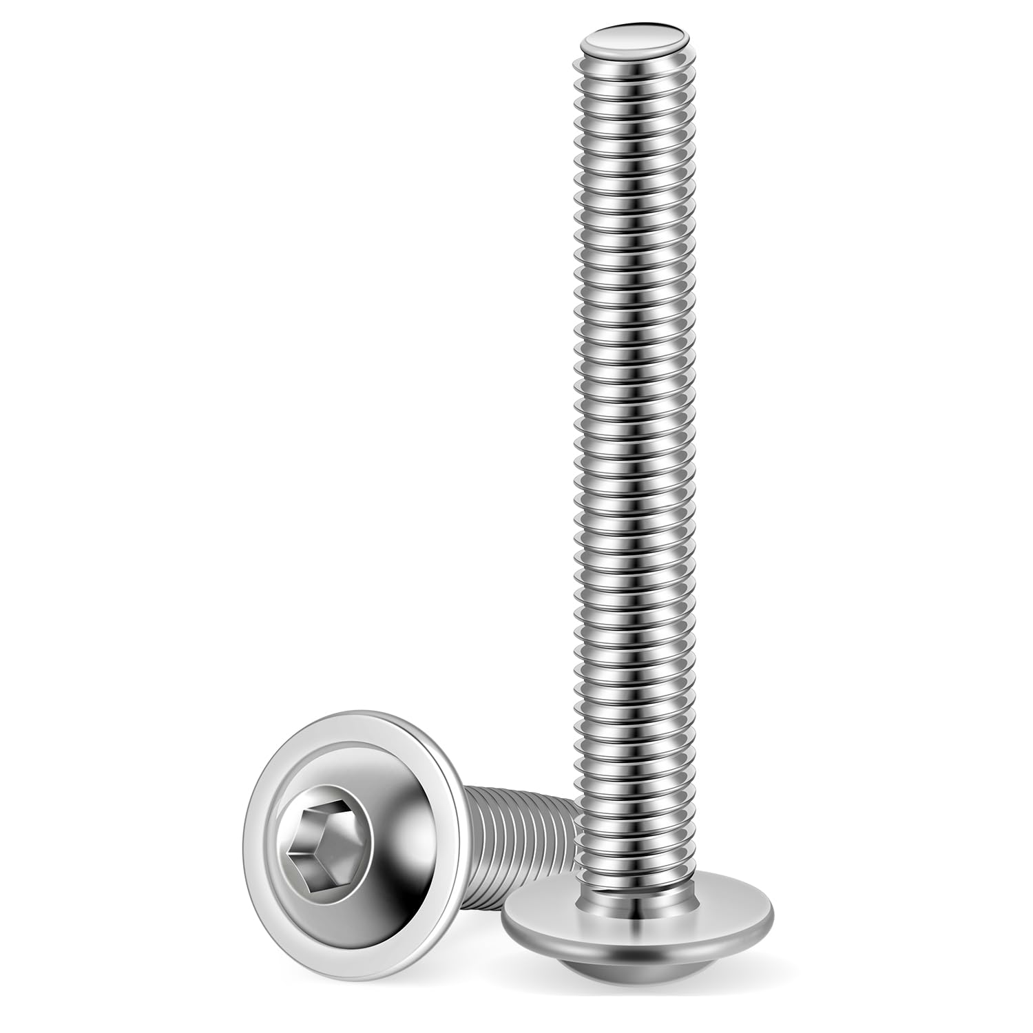 M6-1.0 x 60mm Flanged Button Head Socket Cap Screws, Stainless Steel 18 ...
