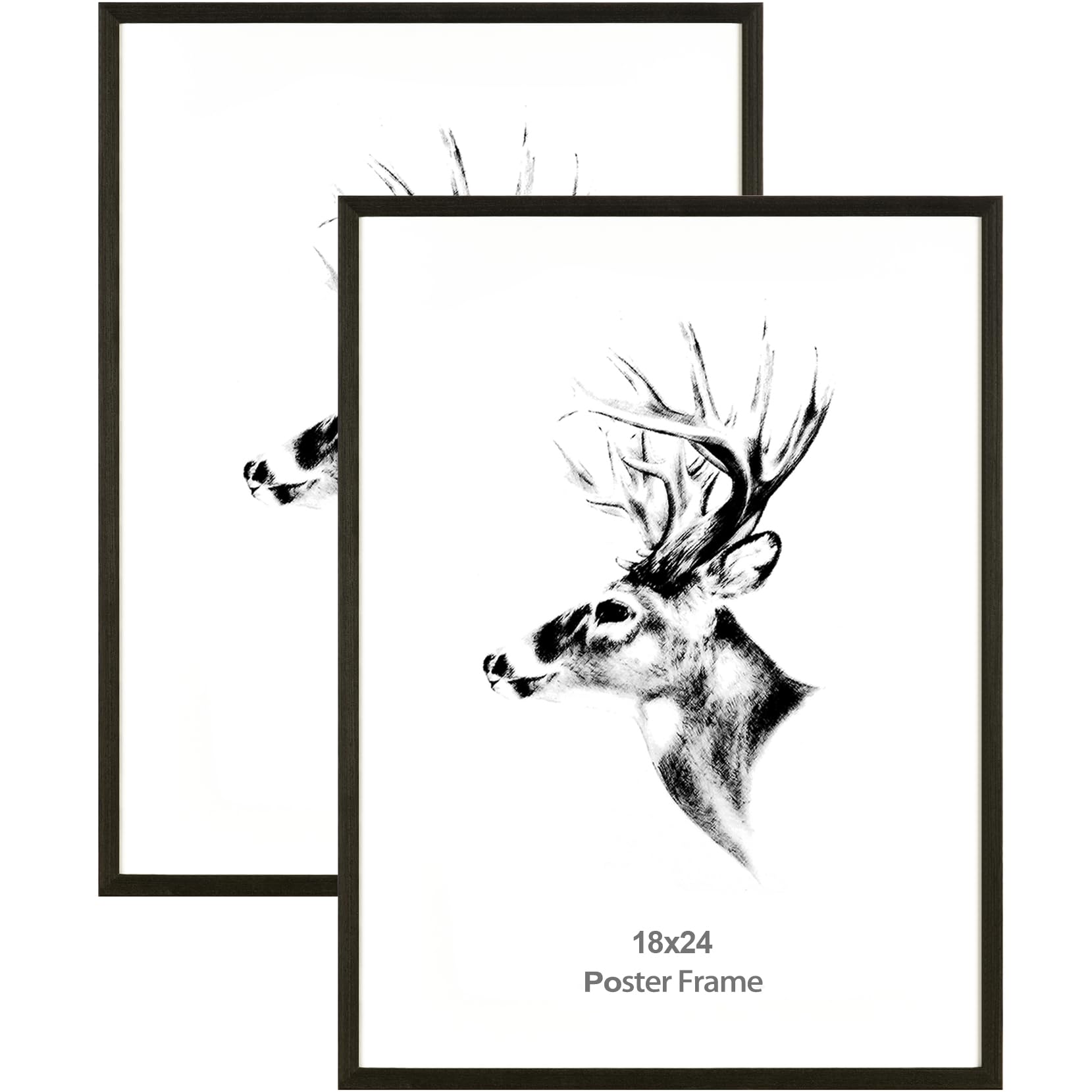Yaetm 18x24 Frame | Poster Frame in Black Set of 2, Solid Wood Picture ...
